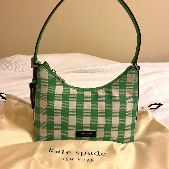 kate spade | Bags | Nwt Kate Spade New York Green White Gingham ...